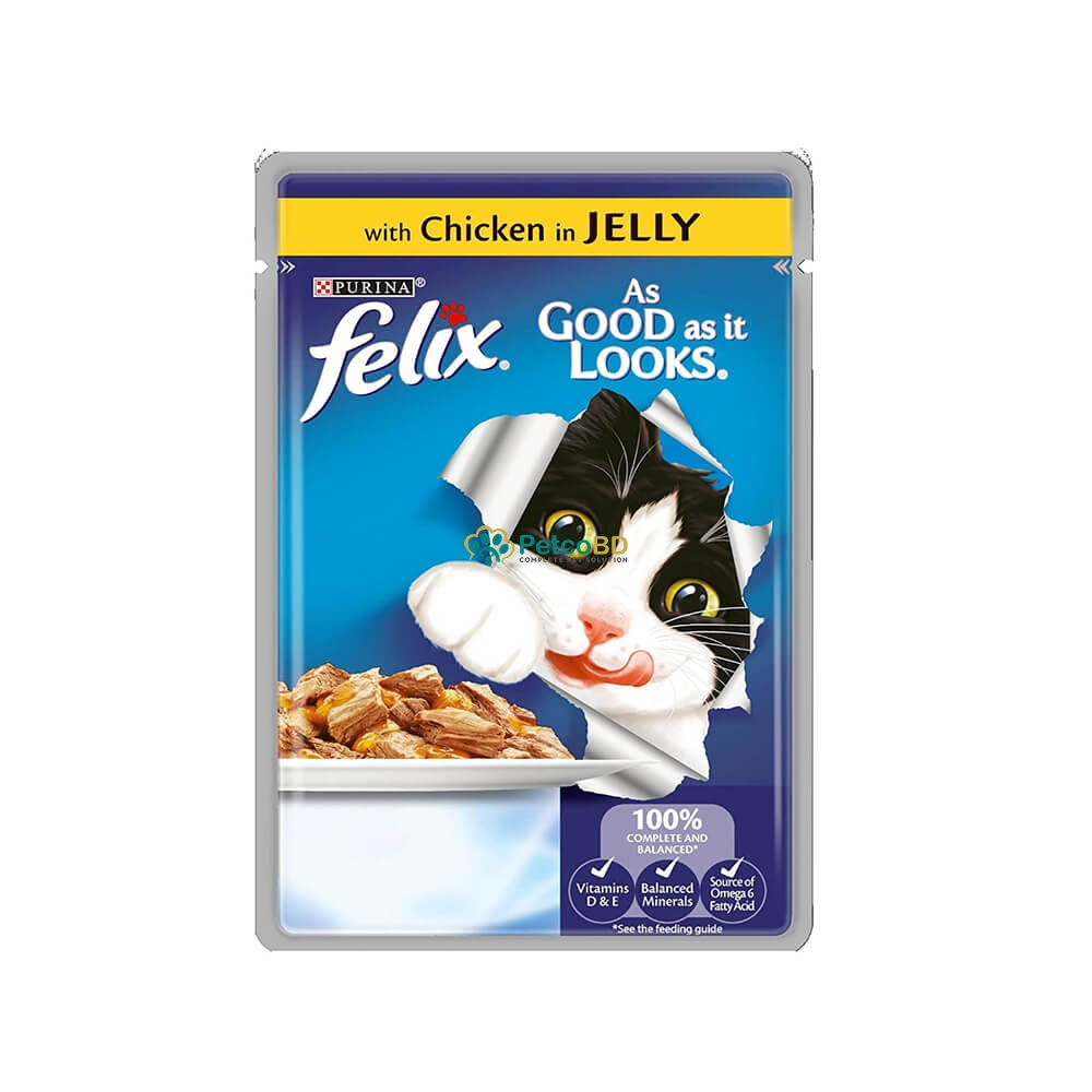 Purina Felix Chicken in jelly Adult Cat Wet Food 70gm - Petco BD
