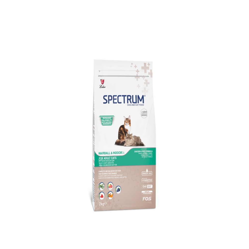 Spectrum Chicken & Rice HairBall & Indoor 34 For Adut Cat Food 2kg ...