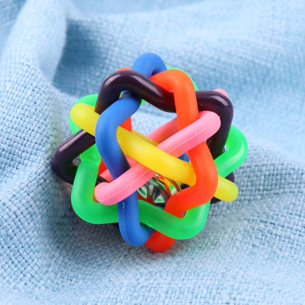 Rainbow Color Woven Ball with Bell Inside for Dogs & Cats - Petco BD