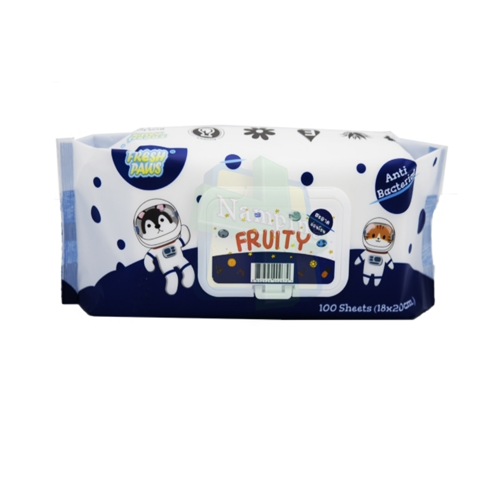 Fresh Paws Pet Wipe Fruity 100 Sheets (18x20cm) - Petco BD