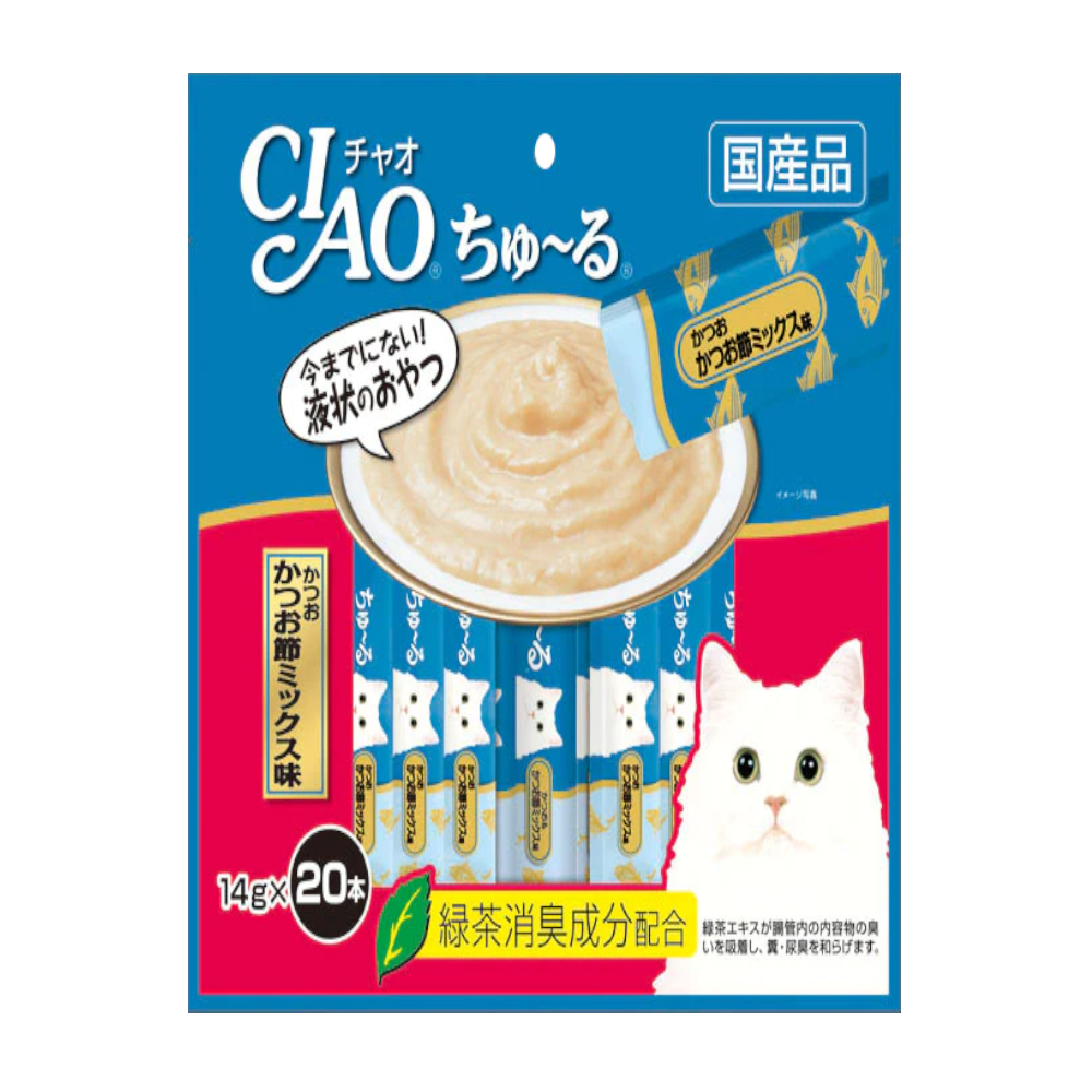 CIAO Churu Tuna Dried Bonito Mix (SC-130)(14gx20) - Petco BD