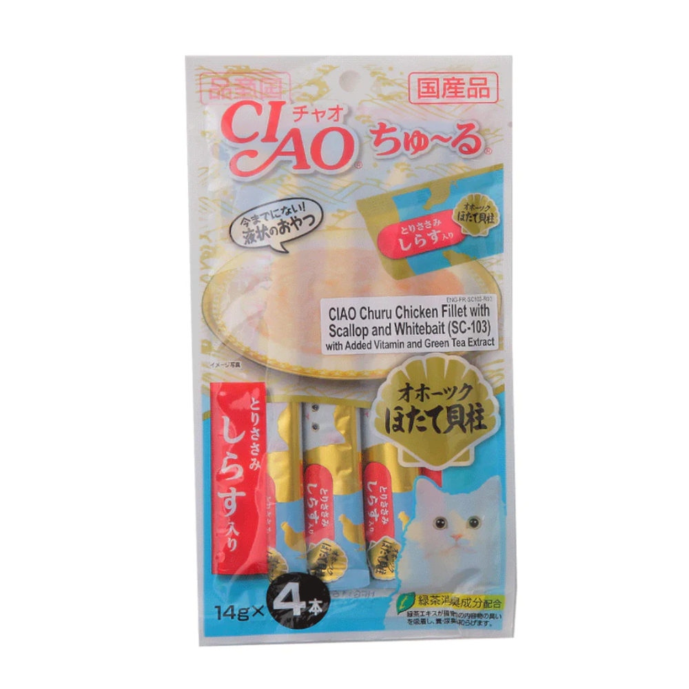 CIAO Churu chicken Fillet With Scallop & Whitebait (SC-103)(14gx4 ...