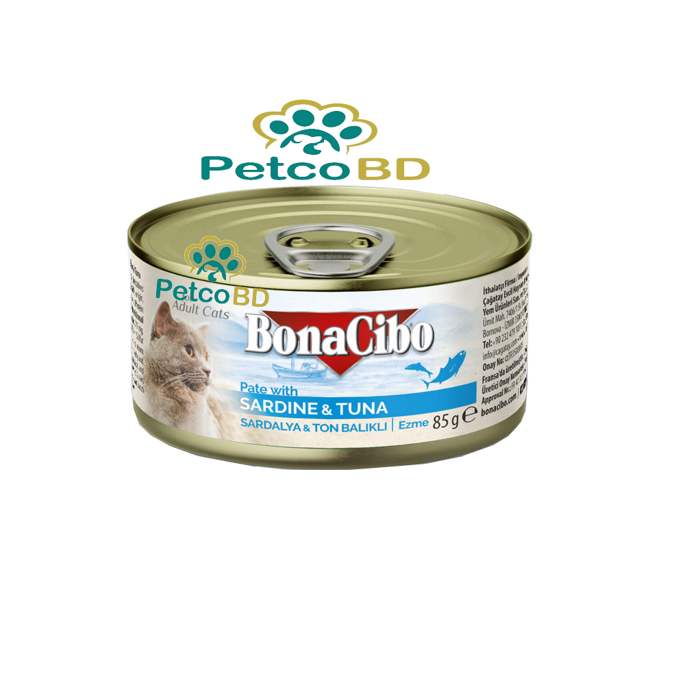 Bonacibo Canned Pate Cat Food With Sardine & Tuna 85gm - Petco BD