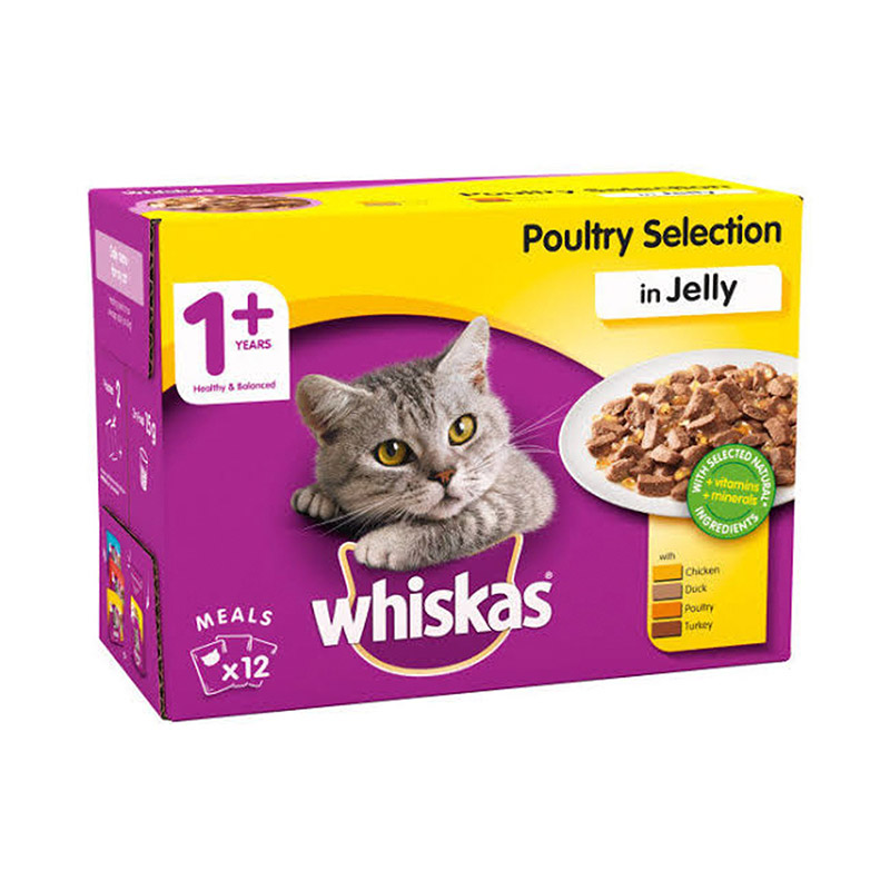 Whiskas Adult Cat (1+ year) Pouch - Poultry Selection Chicken, Duck ...