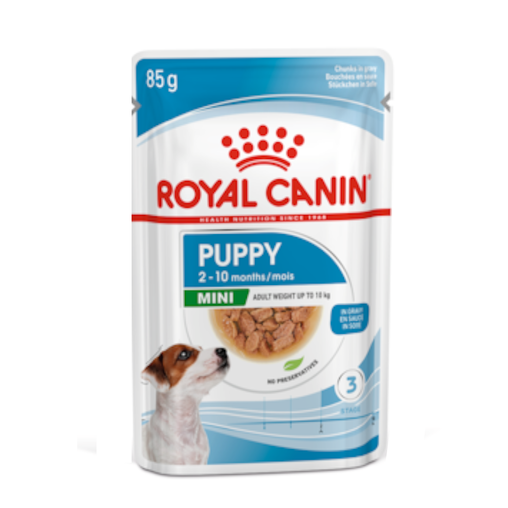 Royal Canin Pouch For Mini Puppy - Chunks in Gravy 85gm - Petco BD