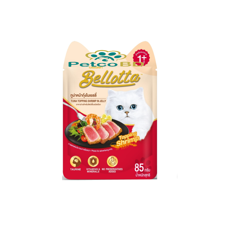 Bellotta Pouch Adult Tuna Topping Shrimp In Jelly 85g - Petco BD