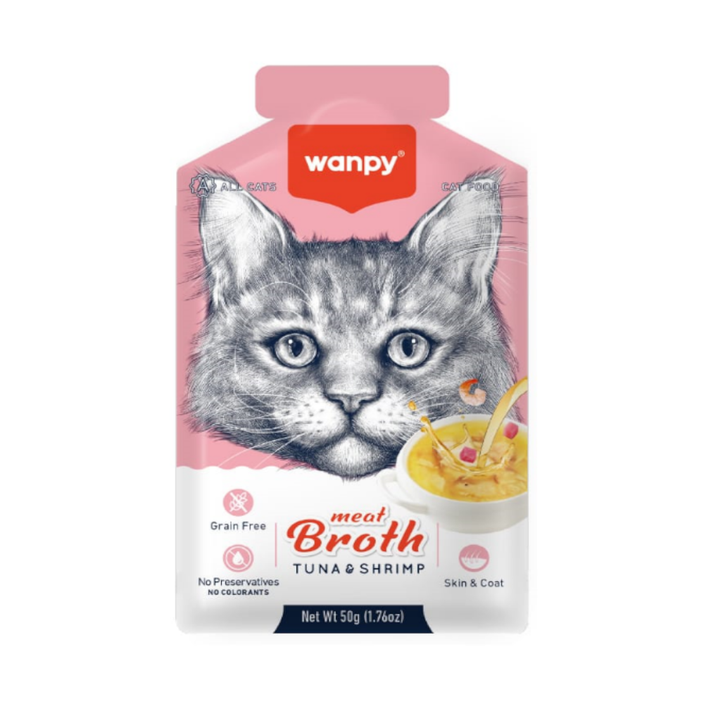 Wanpy Cat Pouch Meat Broth Tuna & Shrimp 50g - Petco BD