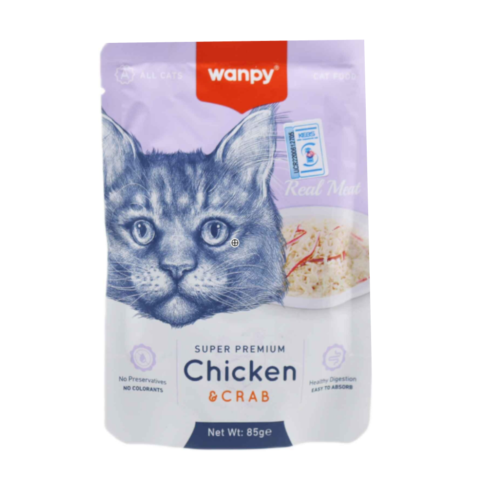 Wanpy Cat Pouch Super Premium Chicken & Crab 85g - Petco BD
