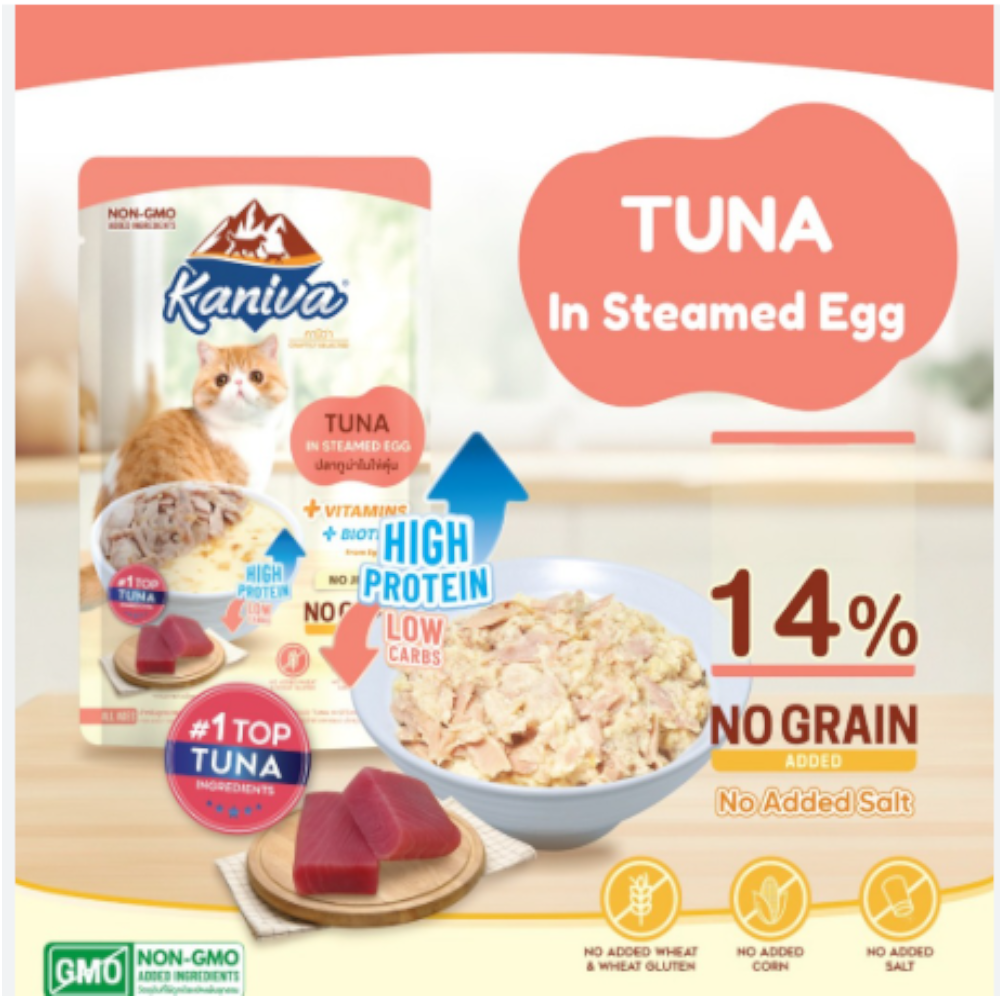 Kaniva Cat Pouch Tuna In Steamed Egg No Jelly No Grain 70g - Petco BD