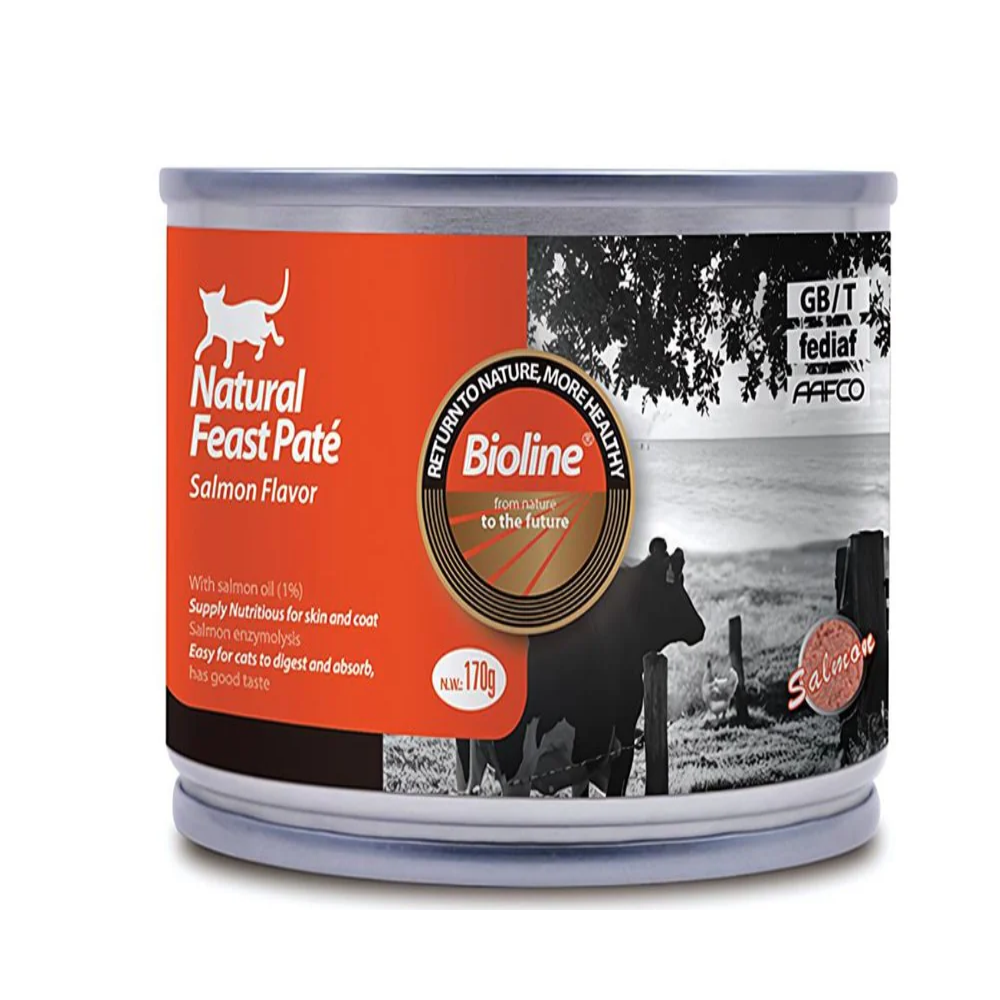 Bioline Canned Cat Food Natural Feast Pate Salmon Flavor 170g - Petco BD