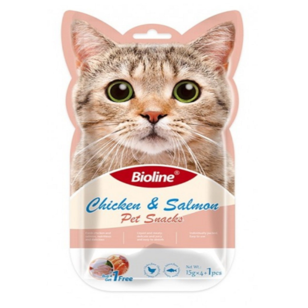 Bioline Chicken & Salmon Pet Snacks(15gx5pcs) - Petco BD
