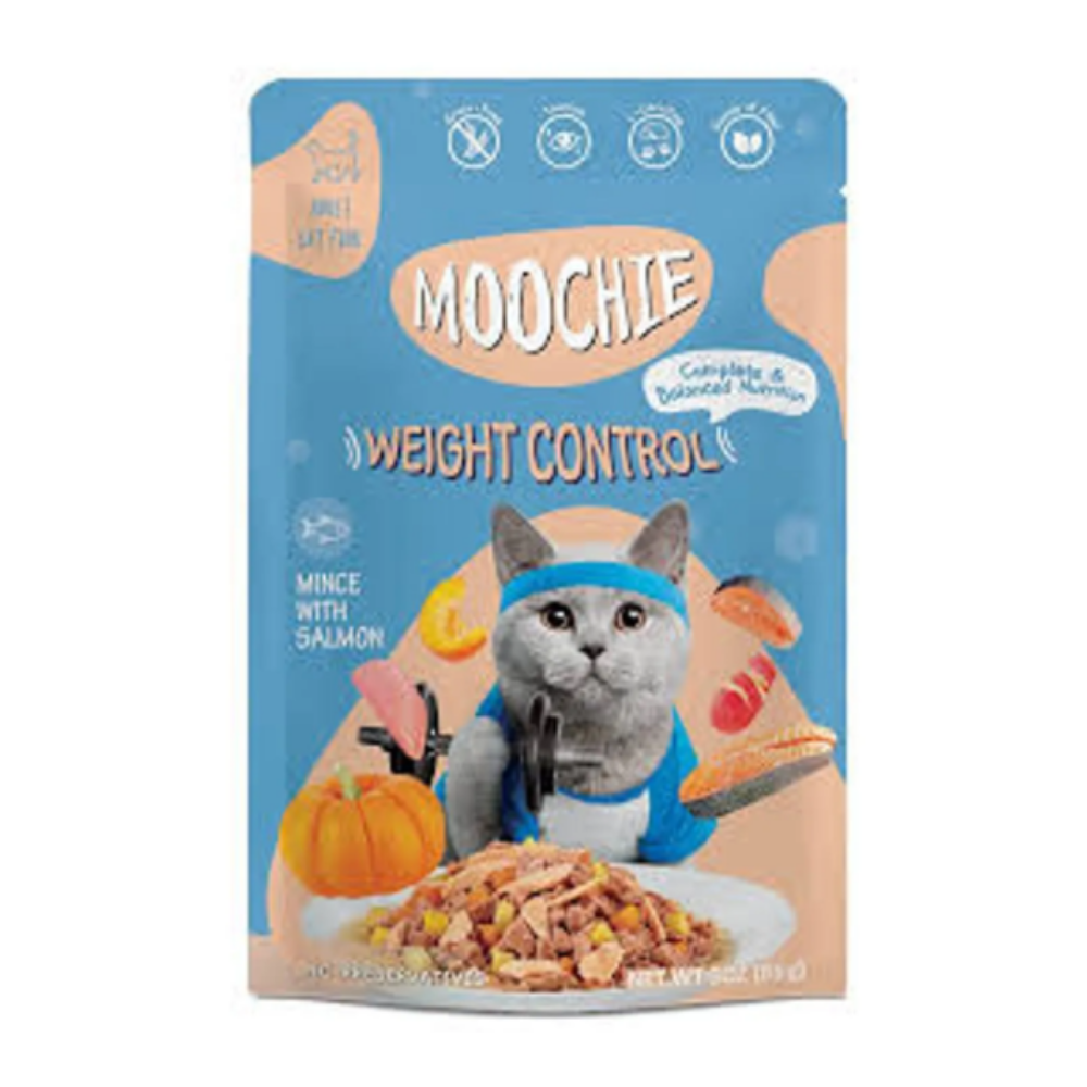 Moochie Cat Pouch Mince With Salmon Weight Control 70g - Petco BD