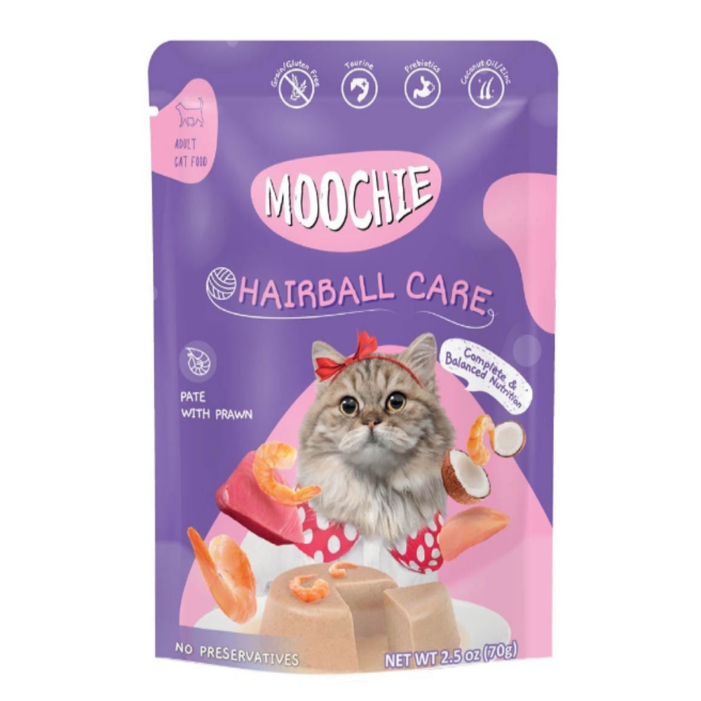 Moochie Adult Cat Pouch Pate With Prown Hairball Care 70g - Petco BD