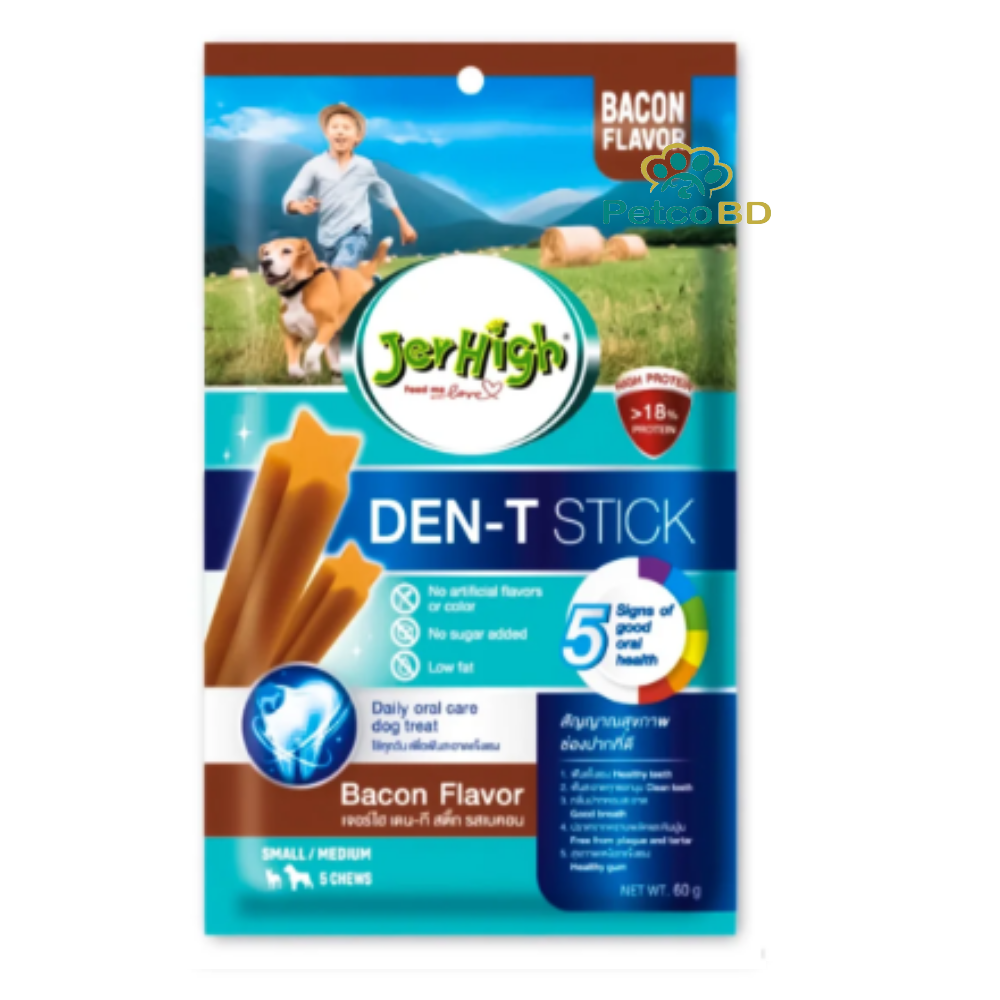 Jerhigh Den T Chews Bacon Flavor 60g - Petco BD
