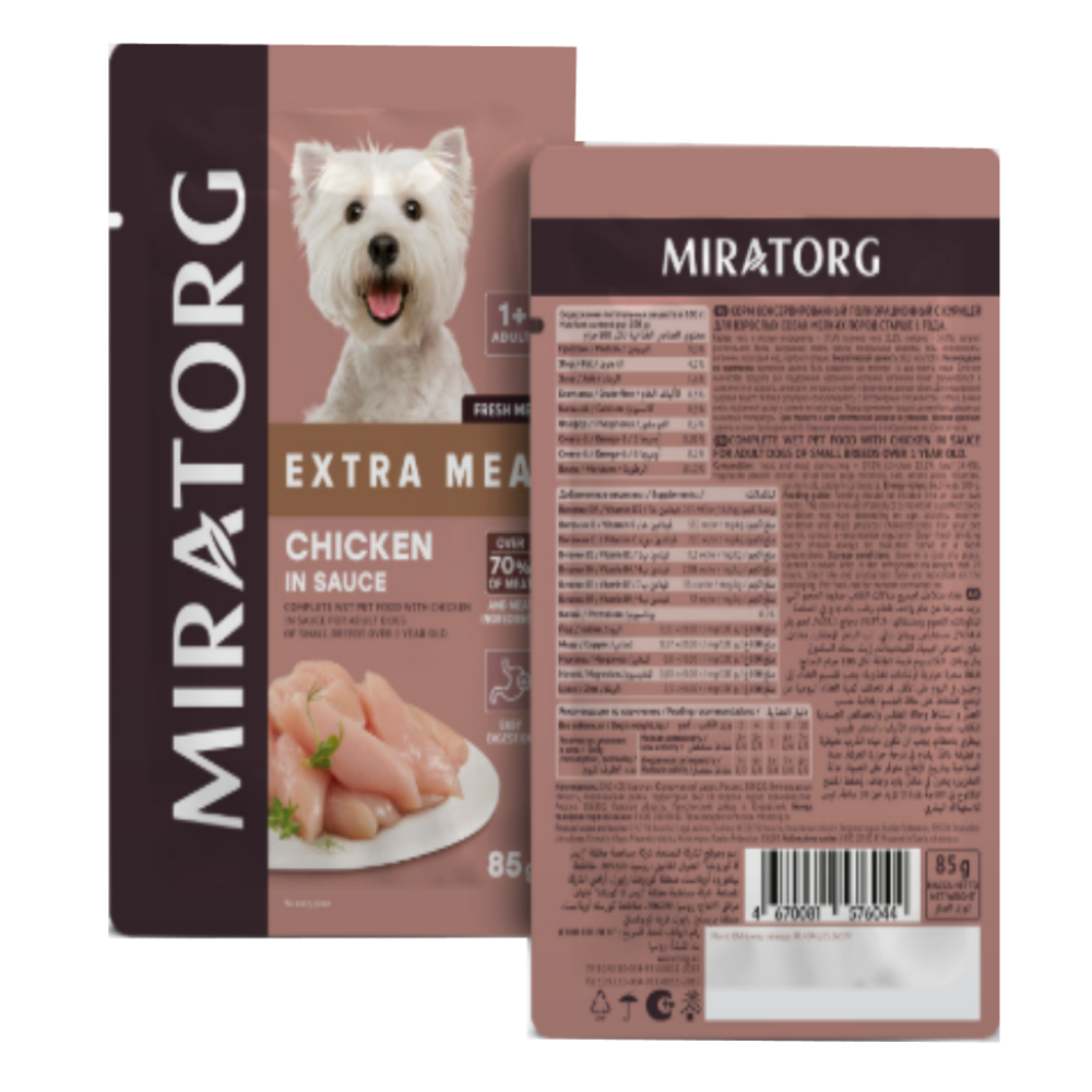 Miratorg Adult Dog Of Small Breeds Pouch Chicken In Sauce 85g - Petco BD